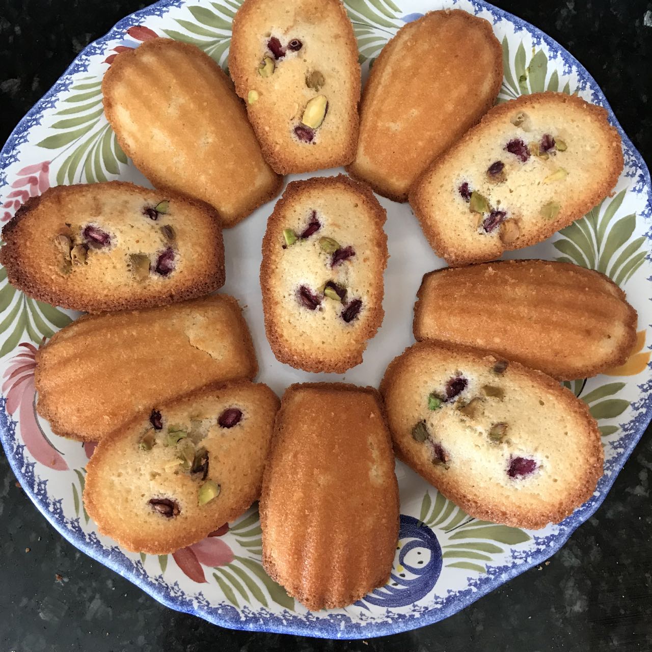 Pistachio and Pomegranate Madeleines - Bread classes in Gloucestershire